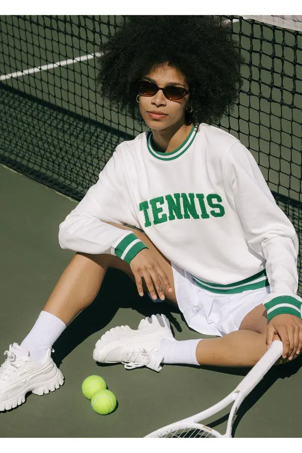 ELLSWORTH + IVEY Collegiate Tennis Sweatshirt - Natural