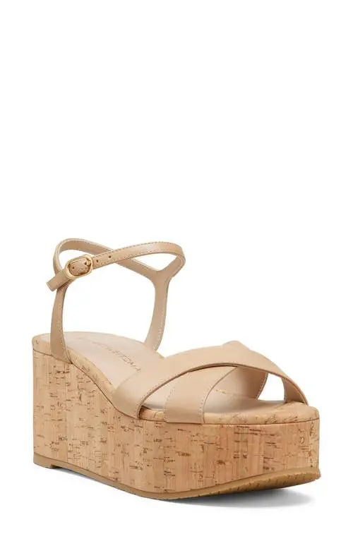 STUART WEITZMAN Dayna Platform Wedge Sandals - Adobe
