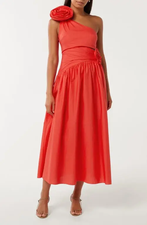 EVER NEW Josefina One-shoulder Poplin Midi Dress