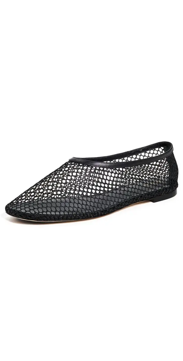 REFORMATION Britt Ballet Flats - Black Mesh