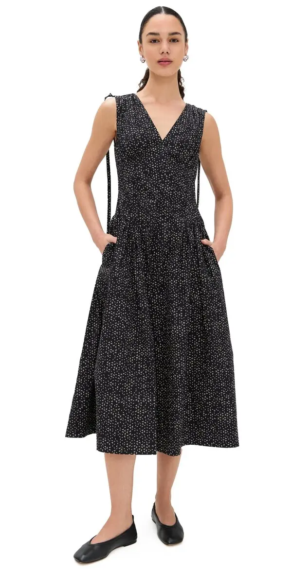 Proenza Schouler White Label Clayton Printed Poplin Dress - Black/vanilla