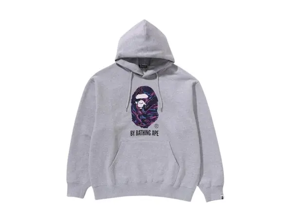 BAPE Marbling Camo Bathing Ape Relaxed Fit Pullover Hoodie - Gray