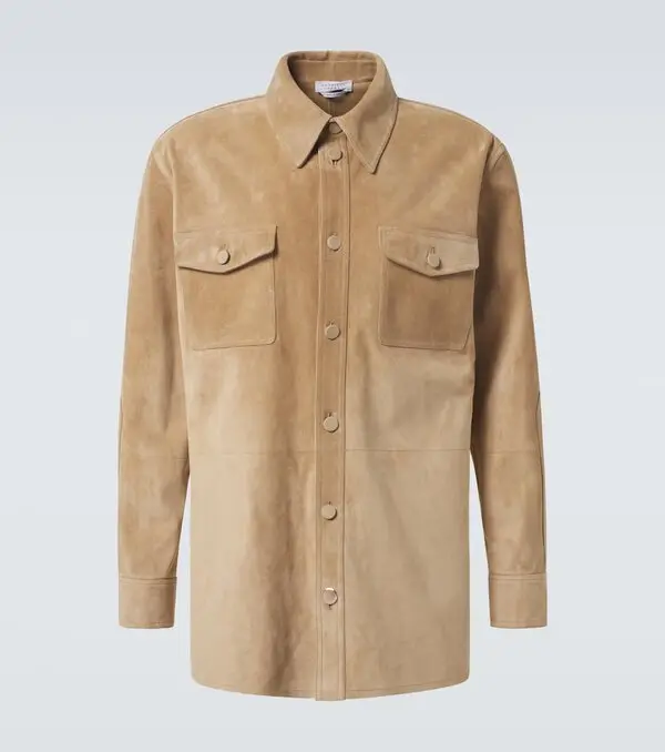 Gabriela Hearst Lucas Suede Overshirt - Beige