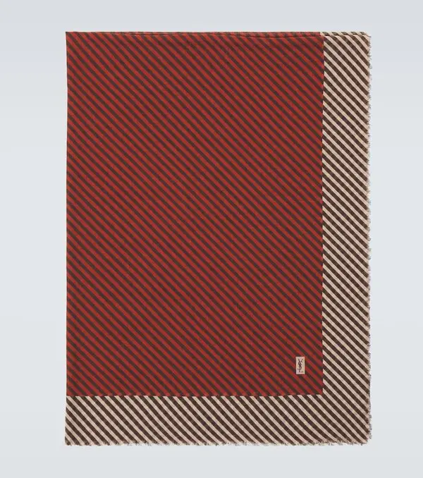 Saint Laurent Cassandre Striped Cashmere And Silk Scarf