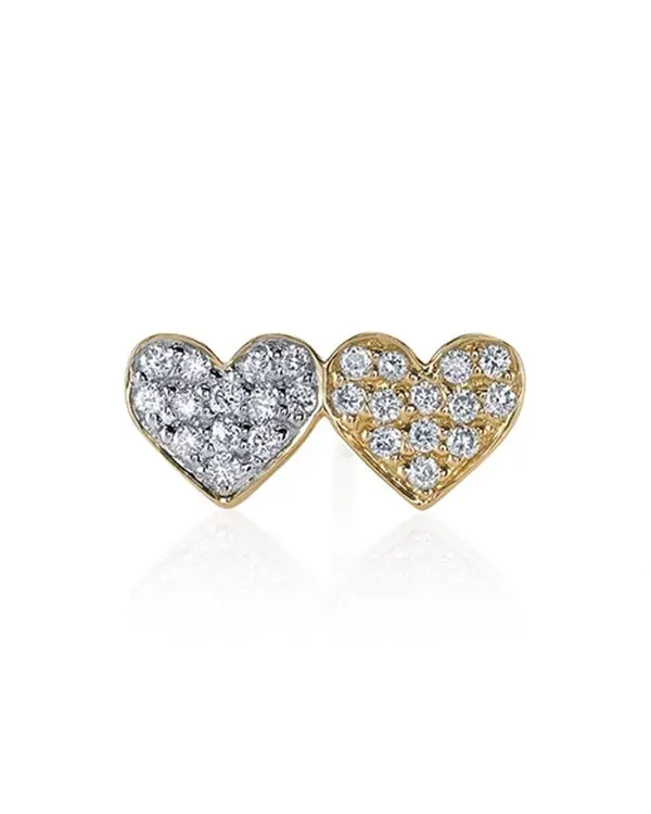 SYDNEY EVAN 14k Double-heart Diamond Stud Earring