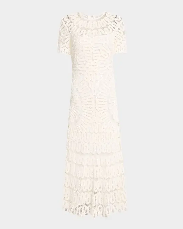 Simkhai Lorelai Crochet-embroidered Midi Dress