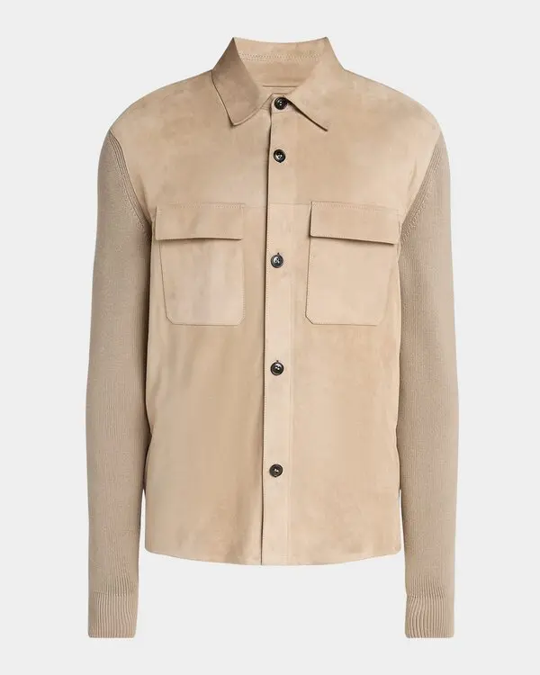 Zegna Suede-front Knit Jacket