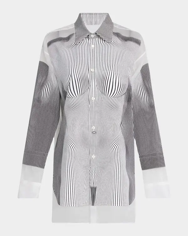 Jean Paul Gaultier Body Morphing Pinstriped Shirt - Black/white
