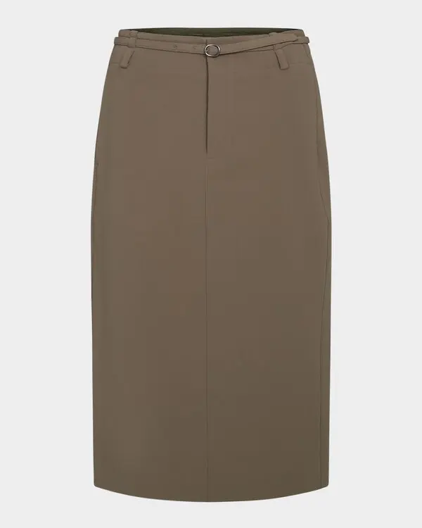 Vince Belted Pencil Midi Skirt - Oak Moss