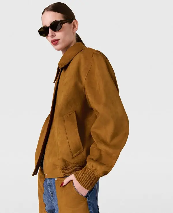 Stella McCartney Boxy Collared Bomber Jacket - Walnut