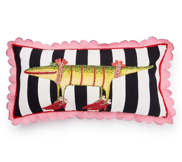 MACKENZIE-CHILDS Gloria Alligator Striped Lumba R Throw Pillow