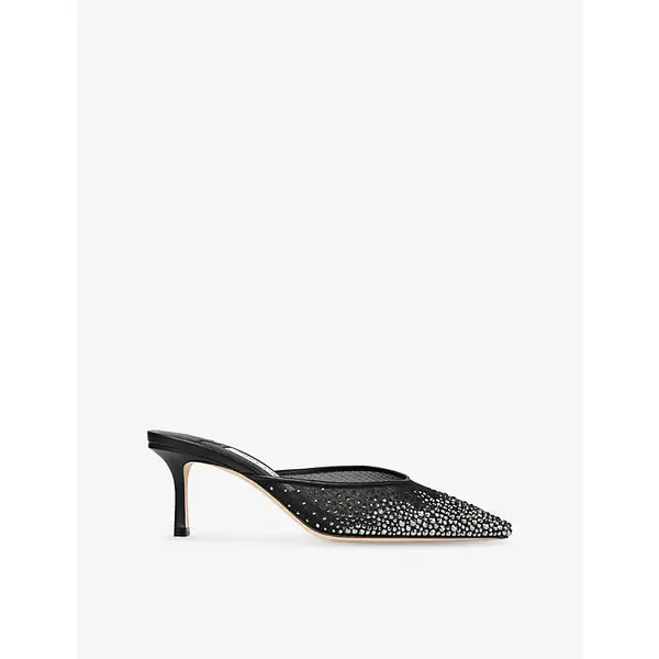 JIMMY CHOO Vivi 65 Crystal-embellished Heeled Mules - Black/smoke