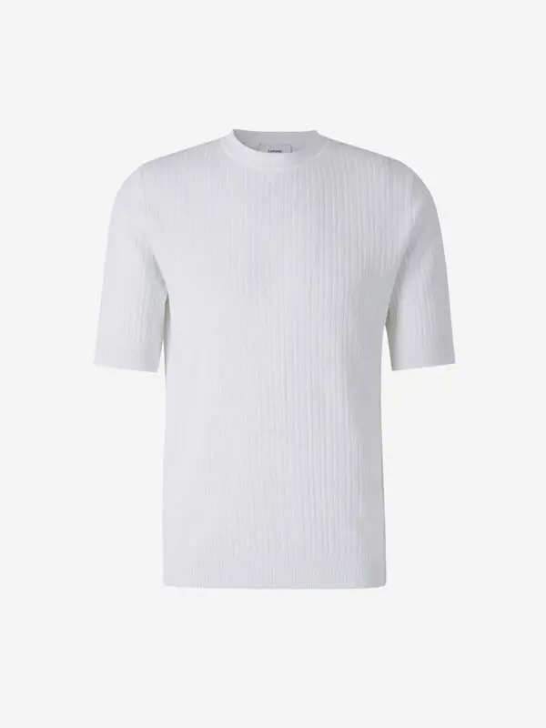 LARDINI Ribbed Linen T-shirt - White