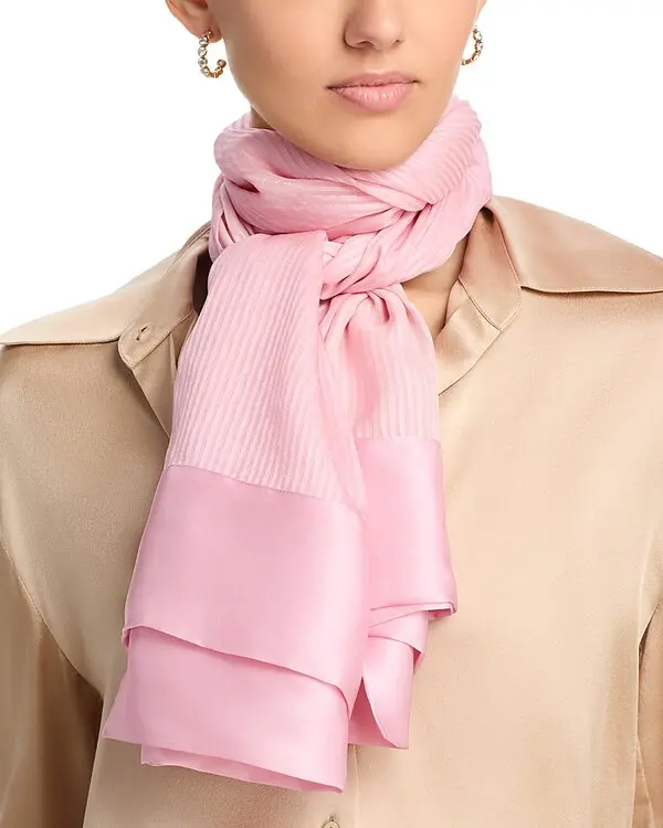 Echo Satin Stripe Metallic Silk Wrap - Seashell