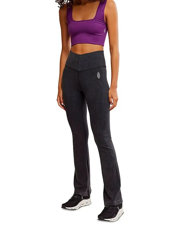 Free People Go To Smooth Flare Leggings - Washed Black