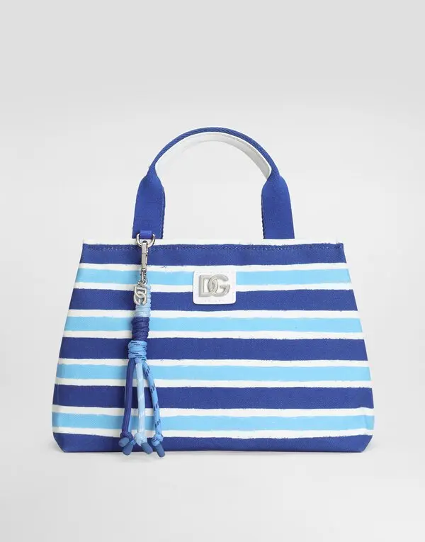 Dolce & Gabbana Striped Print Canvas Handbag