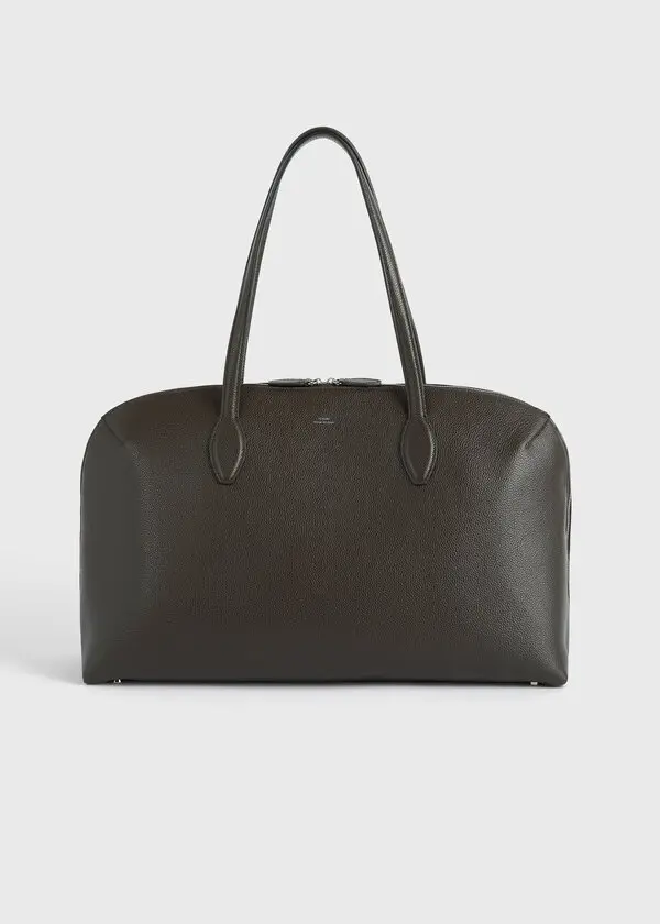 TOTÊME Grained-leather Day Tote - Dark Chocolate