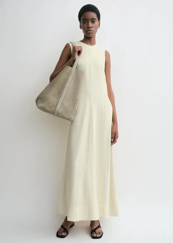 TOTÊME Woven Stripe Maxi Dress - Ecru