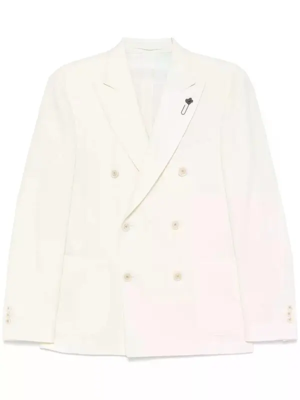 LARDINI Double-breasted Blazer - White
