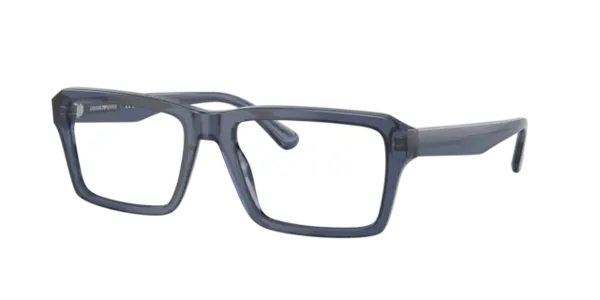 Emporio Armani Rectangle Eyeglasses - Shiny Transparent Blue