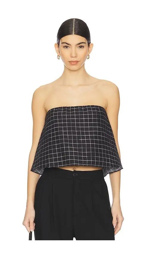Vince Trellis Strapless Tie Back Top - Black & Cream