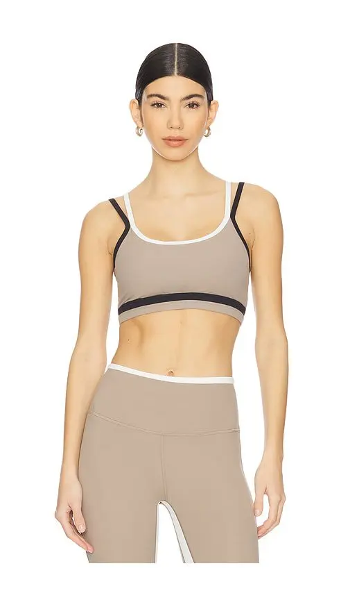 Splits59 Eva Rigor Double Strap Bra In Tan - Latte & Black