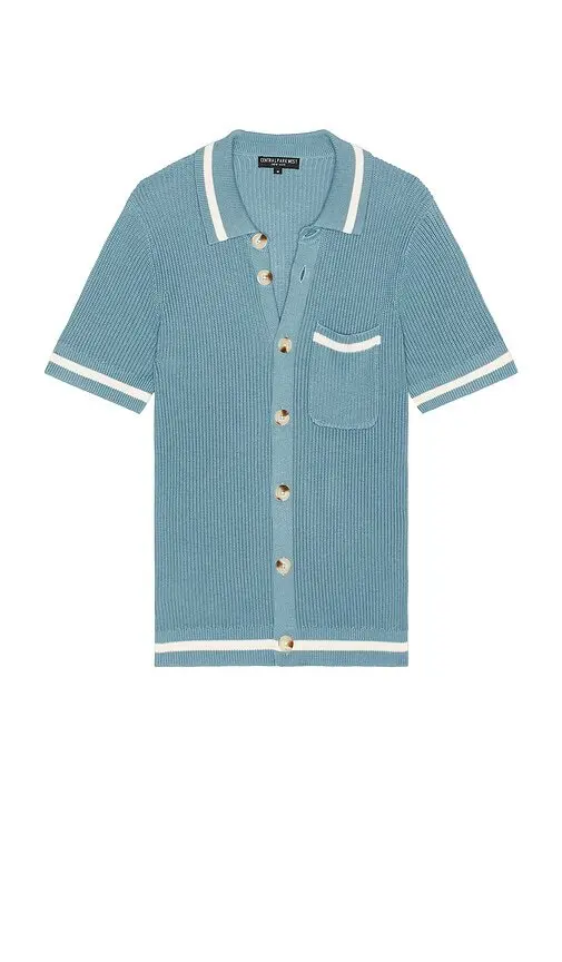 Central Park West Varsity Buttondown Shirt In Teal
