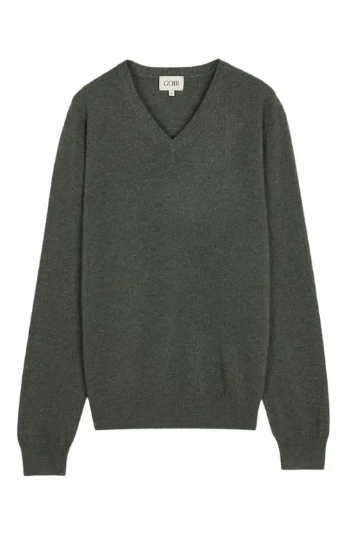 GOBI MONGOLIAN CASHMERE V-neck Sweater - Black Forest