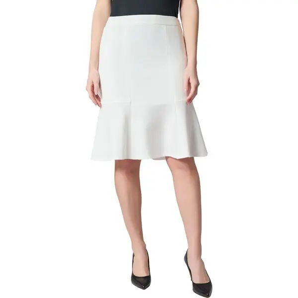 KASPER Pencil Skirt With Flounce Hem - Lily White