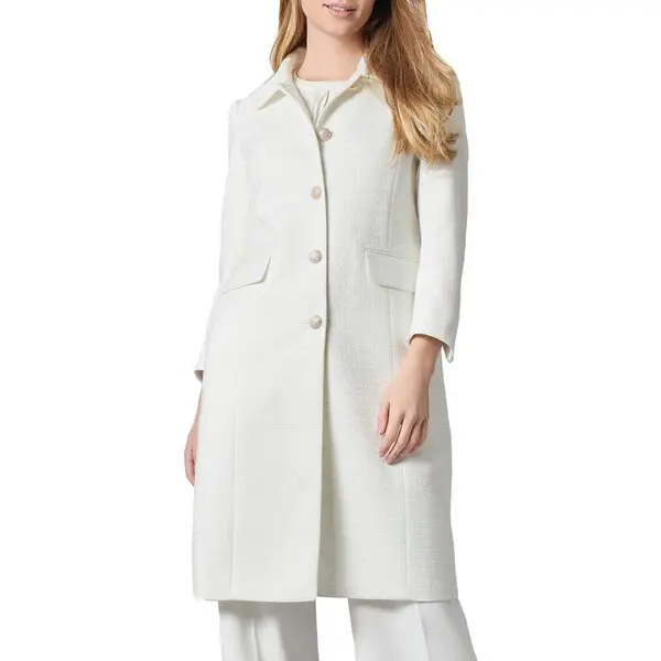 KASPER Tweed Duster Topper Jacket With Peter Pan Collar