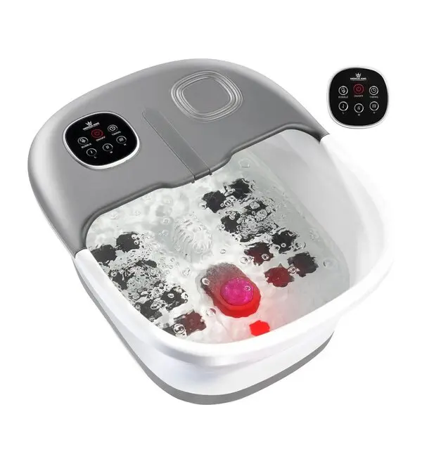 MEDICALKINGUSA Foot Spa With Heat And Massage And Jets Includes A Remote Control A Pumice Stone Collapsible Foot Spa Massager With Heat And Massage Bubbles And Vibra