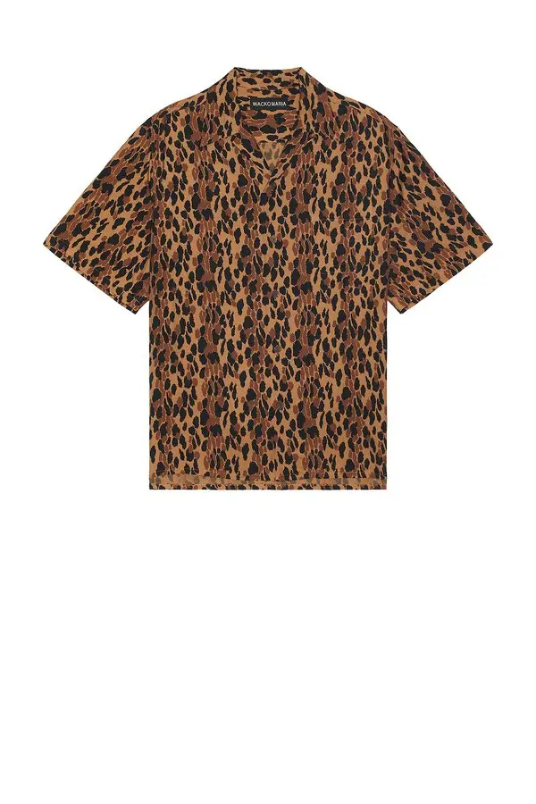 Wacko Maria Leopard Hawaiian Short Sleeve Shirt In Brown - 30% Off