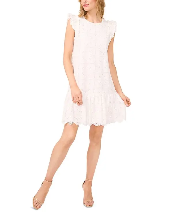 CECE DUPRAZ Ruffle Sleeve Dress - Ultra White
