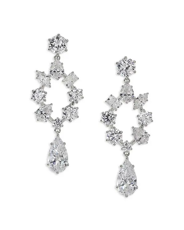 Nadri Btrx Mixed Cubic Zirconia Chandelier Earrings - Silver