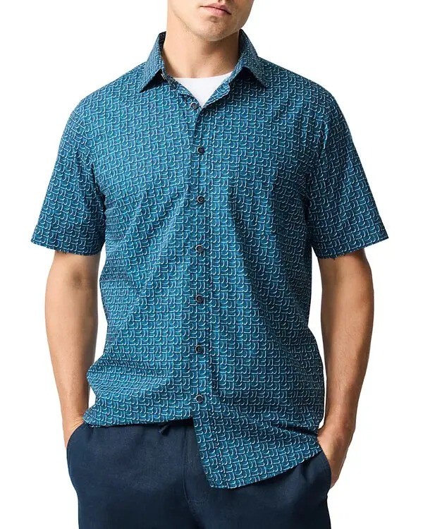 Rodd & Gunn Keystone Printed Short Sleeve Shirt - Night
