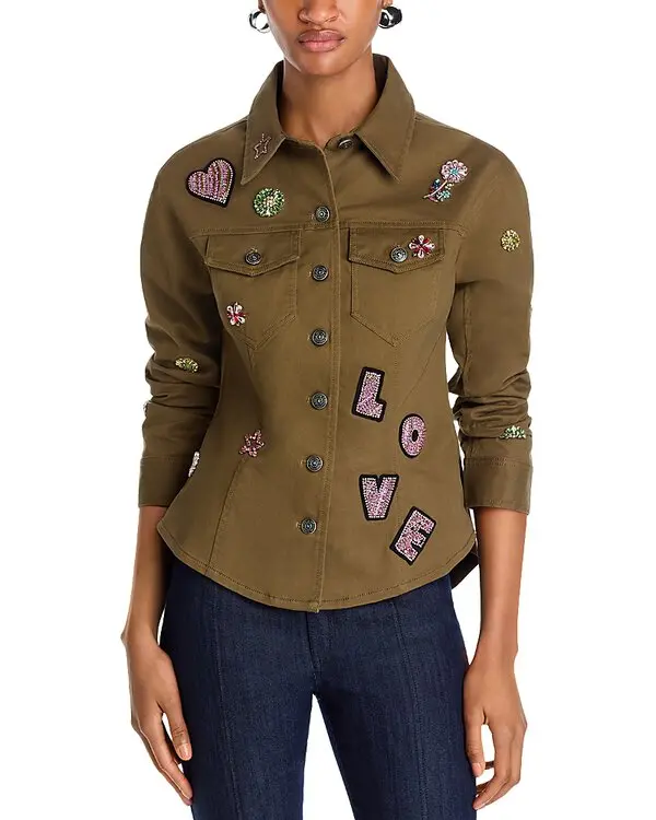 Cinq À Sept Ditsy Love Scrunched Canyon Jacket - Dark Olive