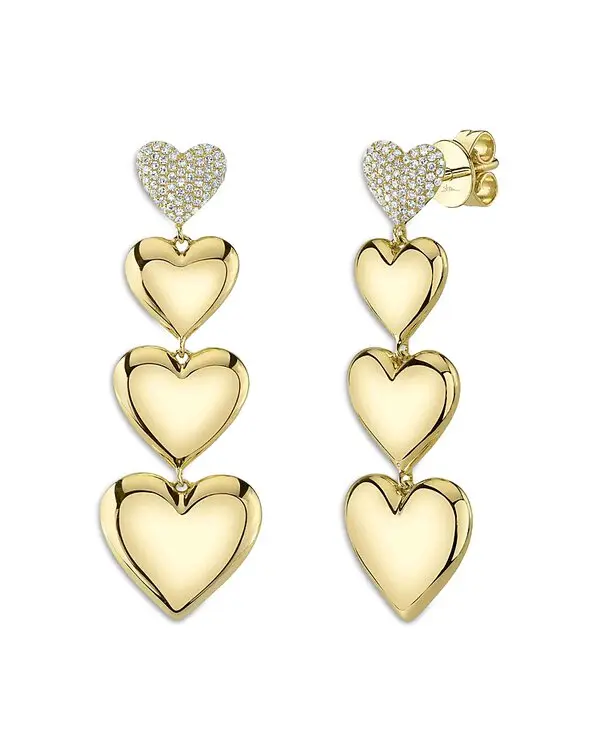 SHY CREATION 14k Yellow Diamond Heart Drop Earrings