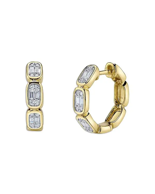 SHY CREATION 14k Yellow Aleera Diamond Huggie Hoop Earrings