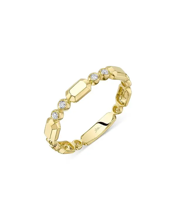 SHY CREATION 14k Yellow Diamond Geometric Link Band
