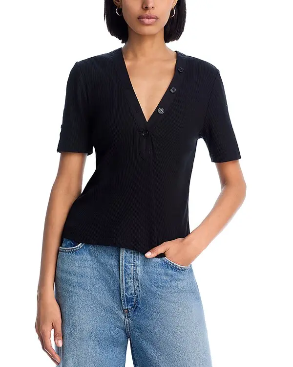 Derek Lam 10 Crosby Adrian Ribbed Tee - Black