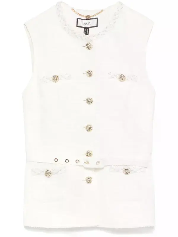 NISSA Bouclé Gilet - White