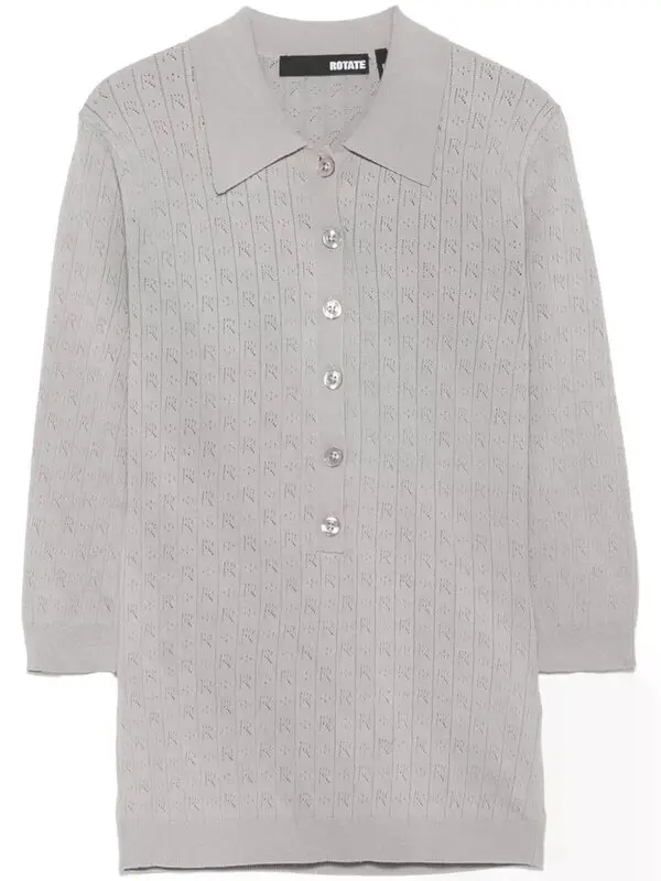 Remain Birger Christensen Pointelle-knit Polo Top