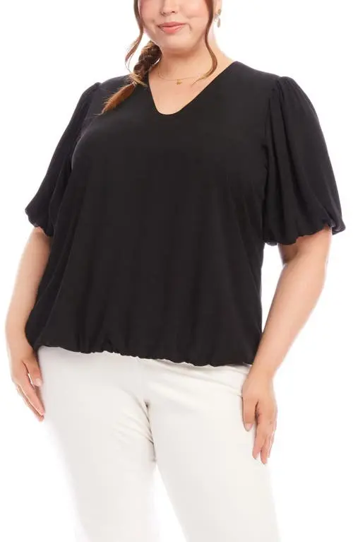 Karen Kane Puff Sleeve Crepe Top - Black