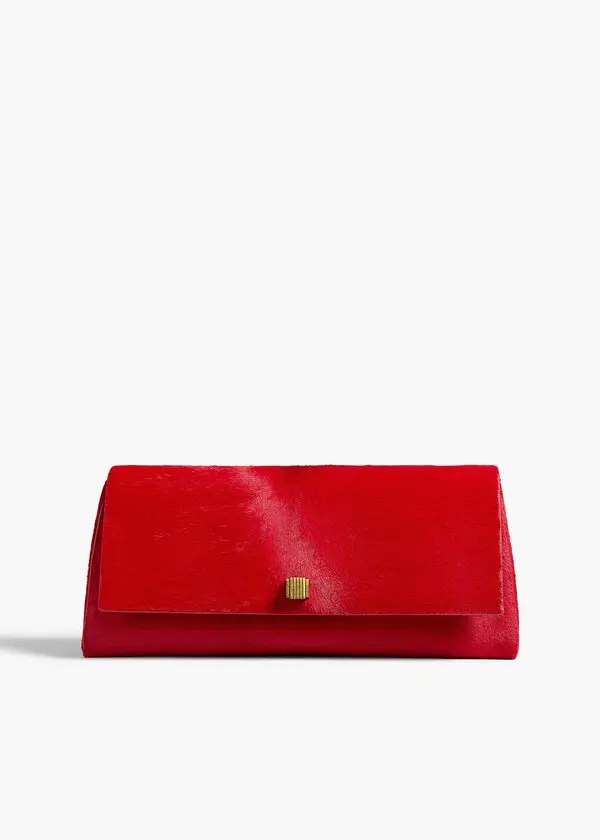 Khaite Audrey Printed Python-effect Leather Clutch - Ruby