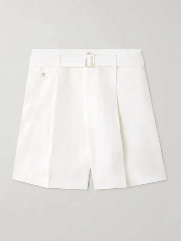Ralph Lauren Denise Pleated Linen Shorts - White