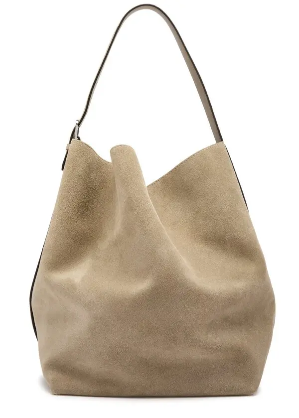 TOTÊME Belted Suede Tote - Taupe