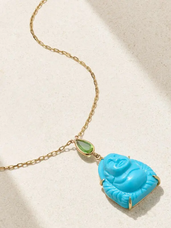 Jia Jia Happy Buddha Turquoise And Tourmaline Necklace