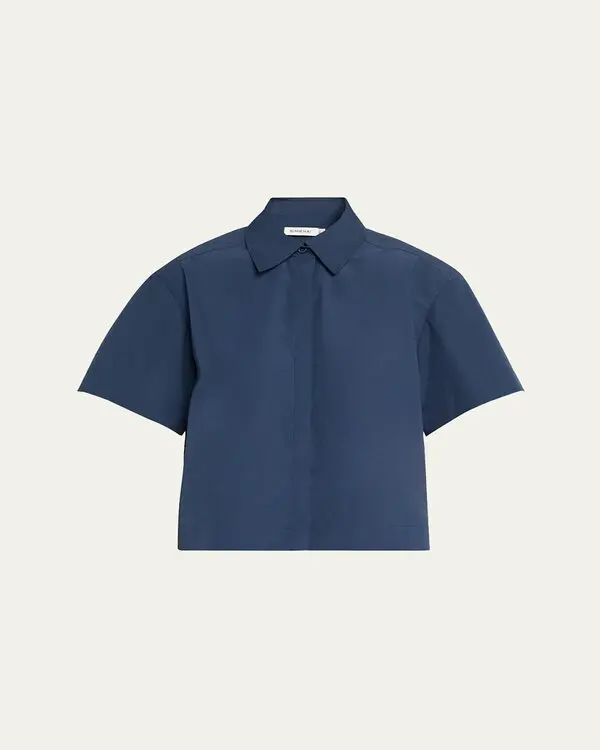 Simkhai Bernie Pleated Short-sleeve Shirt - Midnight