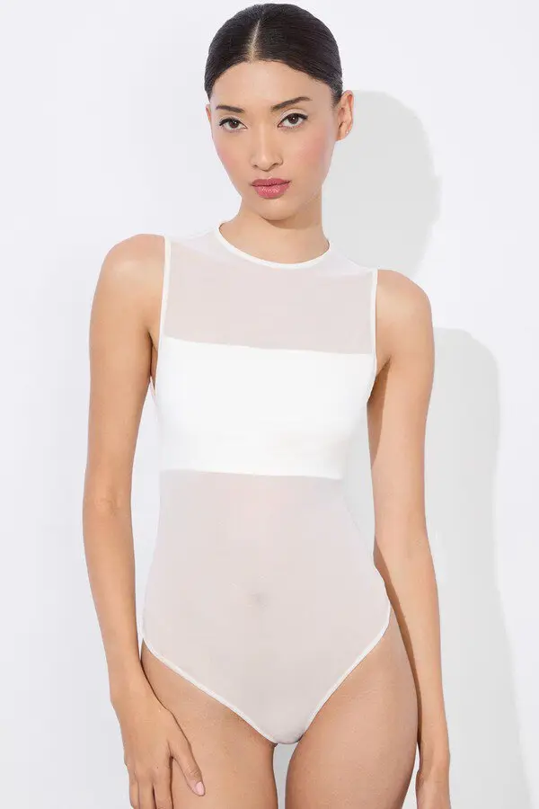 Alice + Olivia Bandeau Bodysuit - White
