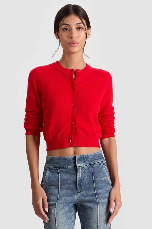 Alice + Olivia Dollie Cashmere Cardigan - Red